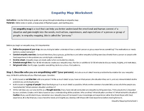 5 Empathy Map Worksheet Empathy Map Worksheet Instructions Use The