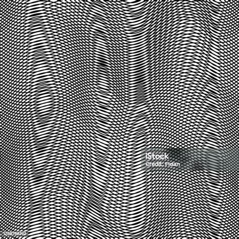 원활한 추상 벡터 배경 얇은 블랙 라인 패턴의 모아레 질감 디자인 직물 직물 커버 배너 구름 무늬에 대한 스톡 벡터 아트 및