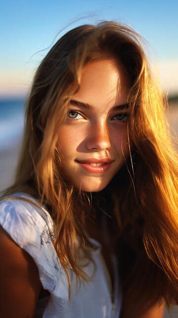 Premium Ai Image Life Closeup Young Girl Long Hair Beach Skin Color
