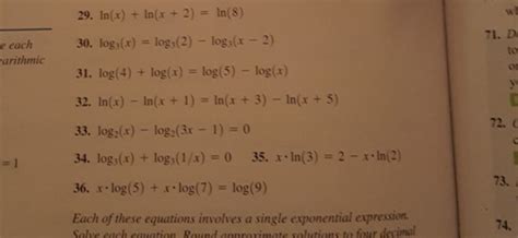Solved 29 In X In X 2 In 8 30 Log3 X Chegg Com