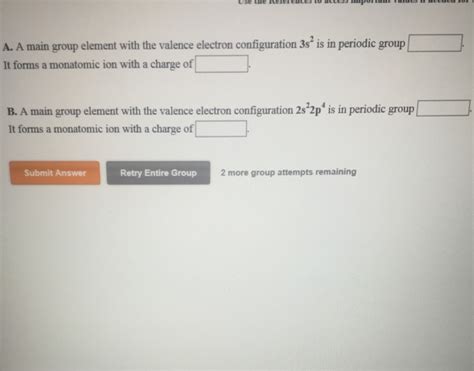 Solved A Main Group Element With The Valence Electron