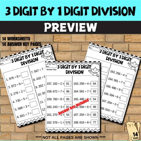 3 Digit By 1 Digit Division Practice Worksheets By Super Cat Tpt