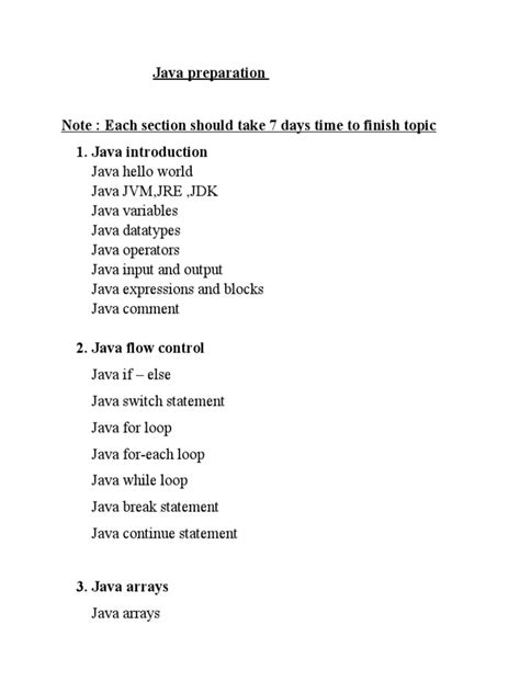 java preparation topics pdf
