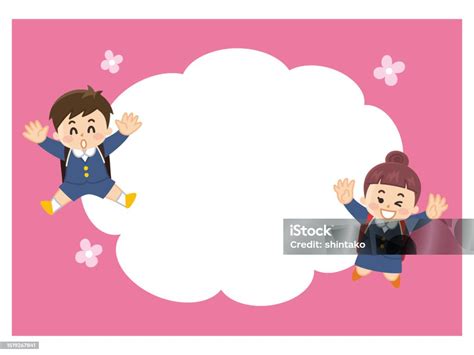 Illustration Set Of Elementary School Students In Uniform And Speech