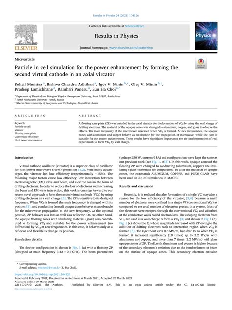 pdf particle in cell simulation for the power enhancement by forming