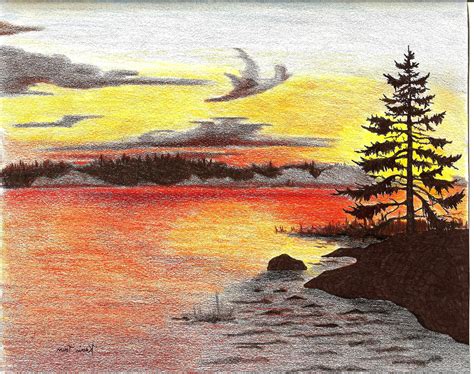 Landscape Drawing Coloured At Explore Collection