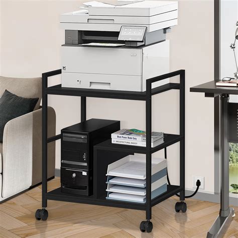 Lerliuo Printer Stand With Charging Station And Usb Ports Large 3 Tier