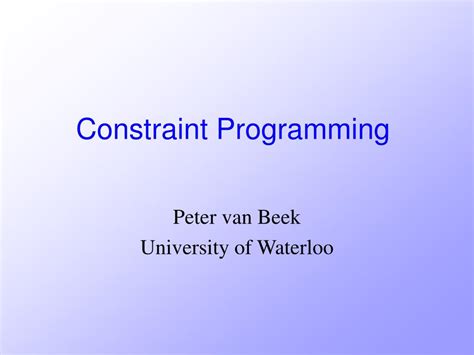 PPT Constraint Programming PowerPoint Presentation Free Download ID