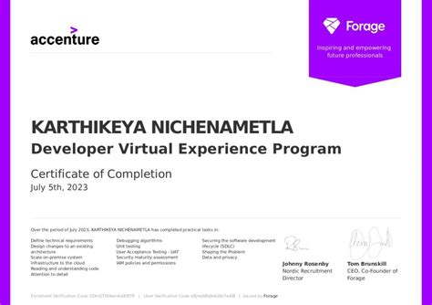 N Karthikeya On Linkedin Accenture Forage Testing Developer