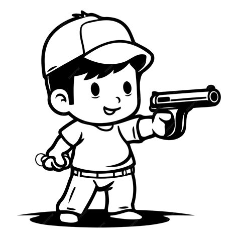 Premium Vector Cartoon Boy Holding A Gun Vector Illustration Of A