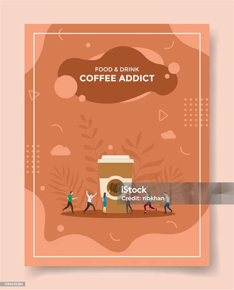 배너 전단지 책 표지 잡지의 템플릿을위한 커피 중독자 개념 깨끗한에 대한 스톡 벡터 아트 및 기타 이미지 깨끗한 디자인