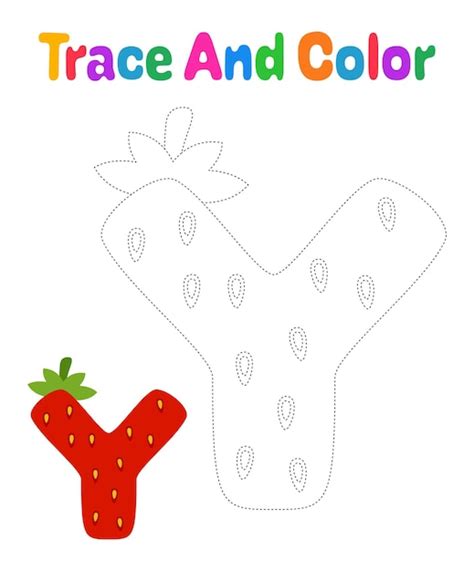 아이들을 위한 알파벳 Y 추적 워크시트 프리미엄 벡터