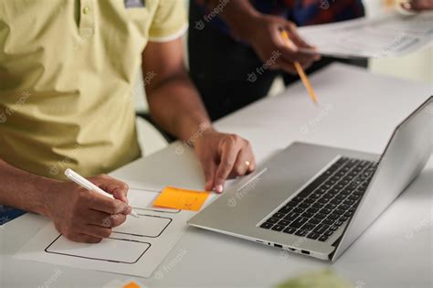 Premium Photo Ux Designer Creating Wireframe