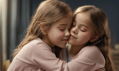 Two Girls Hugging And One Has A Kiss On Her Cheek Premium Ai