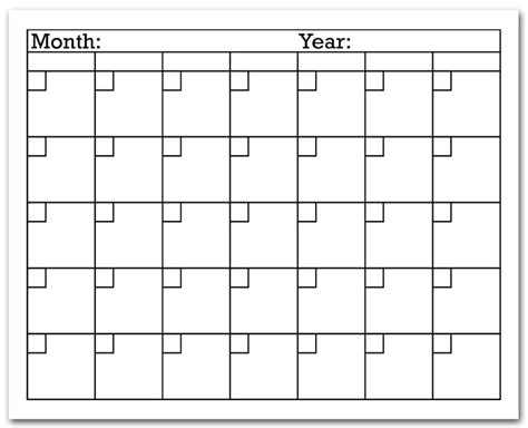 Blank Calendar Page Printable Easy Printable Templates