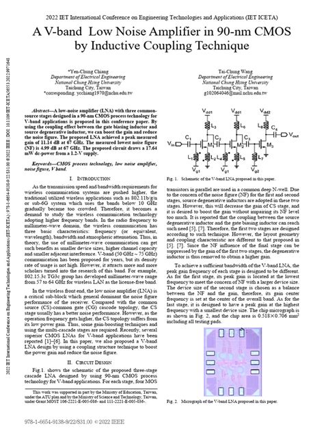 A V Band Low Noise Amplifier In 90 Nm Cmos By Inductive Coupling Technique Pdf Extremely