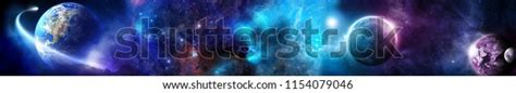 행성 별 은하가 있는 우주 장면파노라마유리 스톡 사진지금 편집 1154079046