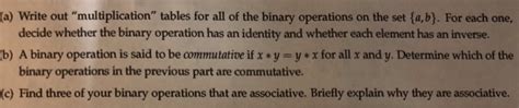 Solved A Write Out Multiplication Tables For All Of The