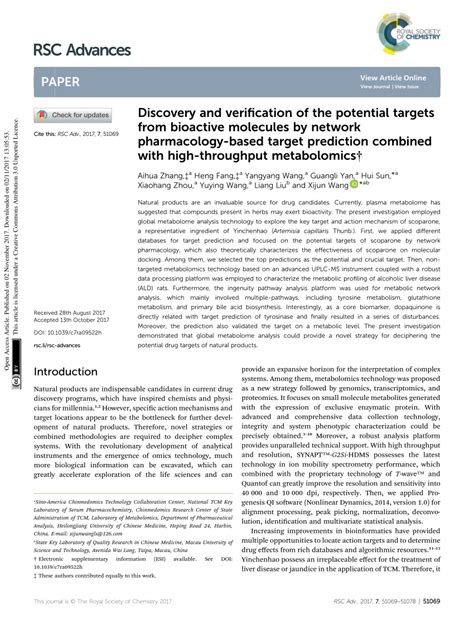 Pdf Discovery And Verification Of The Potential Targets From