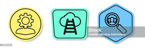 내부에 기어와 정렬 인간 구름과 사람을 검색하는 돋보기로 이어지는 사다리 컬러 셰이프입니다 벡터 개념에 대한 스톡 벡터 아트 및 기타 이미지 Istock