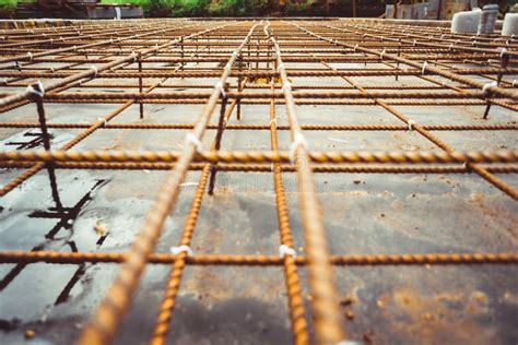 The Rebar In The Foundation Stock Image Image Of Pattern Material
