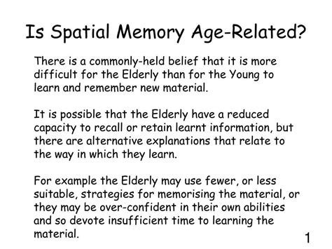 Ppt Is Spatial Memory Age Related Powerpoint Presentation Free