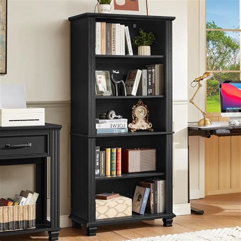 Savor Life 70 Tall Black Bookshelf5 Tier Wooden Book