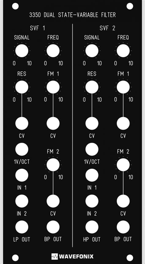 Wavefonix 3350 Dual State Variable Filter Svf Classic Edition Eurorack Module On Modulargrid