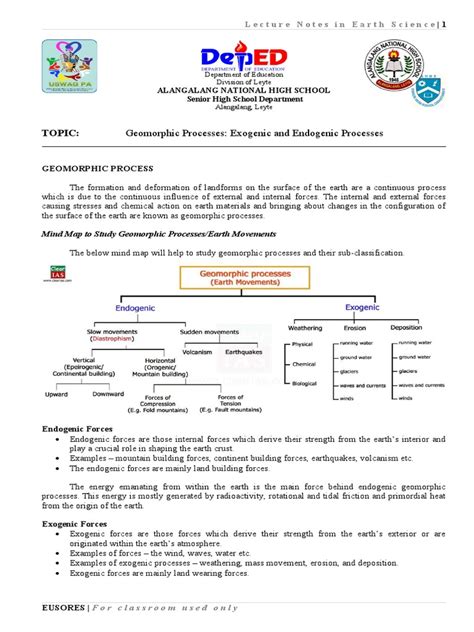 Exogenic And Endogenic Processes Pdf Volcano Weathering