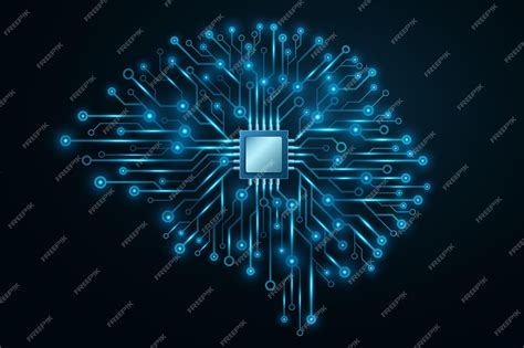 premium vector futuristic ai brain with glowing cpu board big data