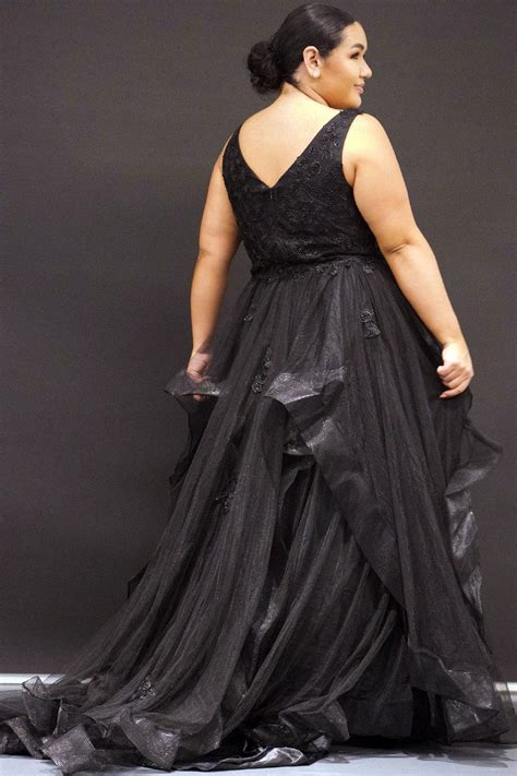 Black Sydneys Closet Sc5285 Bridal Long Sleeveless Wedding Dress For