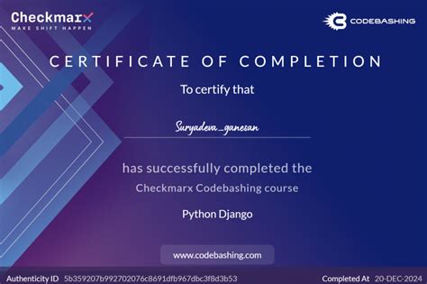completed python django course in codebashing surya deva