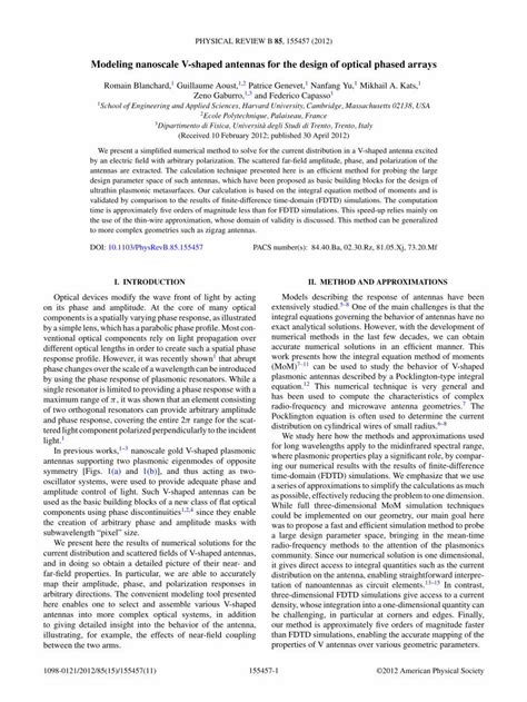 PDF Modeling Nanoscale V Shaped Antennas For The Design Of Optical Phased Arrays DOKUMEN TIPS