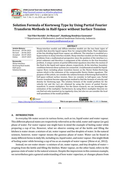 Pdf Solution Formula Of Korteweg Type By Using Partial Fourier Transform Methods In Half Space
