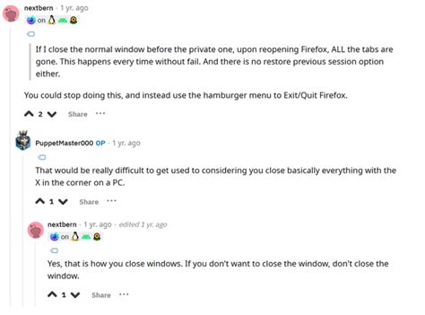 On A Post About Losing All Tabs On Regular Firefox When Closing It While Having A Private