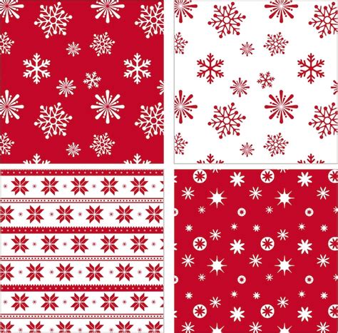 Premium Vector Set Of Red Seamless Snowflake Pattern