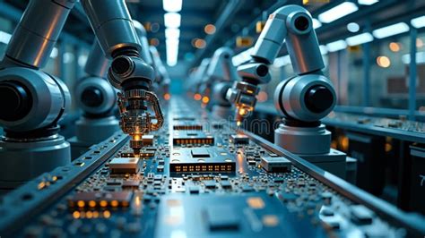 Automated Manufacturing Robotic Assembly Line Producing Circuit Boards Stock Footage Video Of