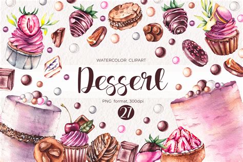 Watercolor Dessert Watercolor Clipart Graphic By Sasha Kondr