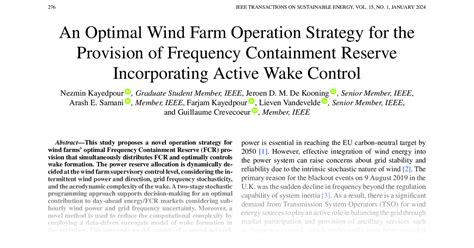 An Optimal Wind Farm Operation Strategy For The Provision Of Frequency Containment Reserve