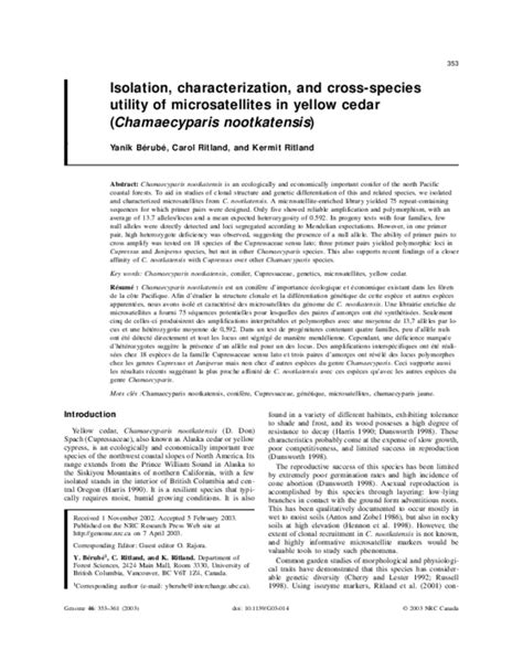 Pdf Isolation Characterization And Cross Species Amplification Of Polymorphic Microsatellite