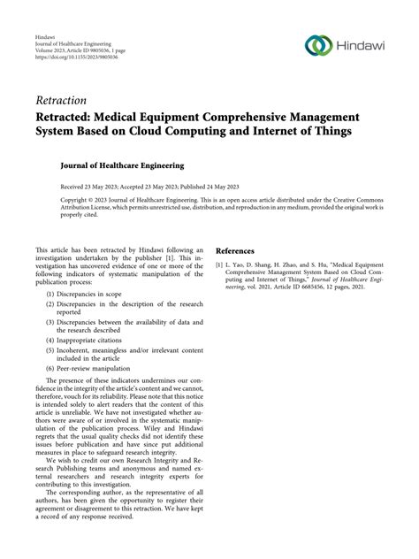 Pdf Retracted Medical Equipment Comprehensive Management System Based On Cloud Computing And