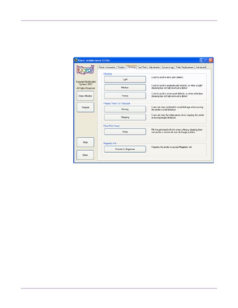 Cleaning Tab Cleaning Printheads Quicklabel Kiaro User Manual