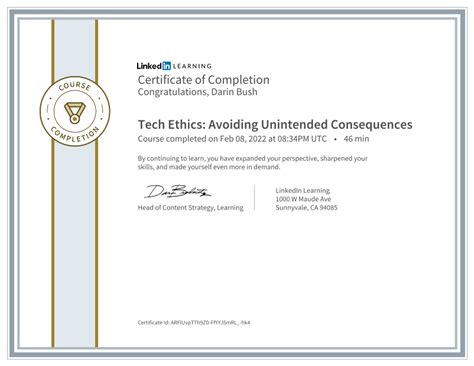Darin Bush On Linkedin Certificate Of Completion