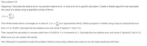 solved objectives calculate the relative error true
