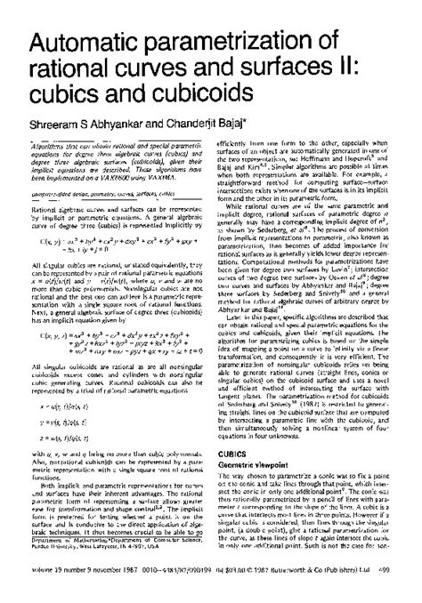 Pdf Automatic Parametrization Of Rational Curves And Surfaces Ii