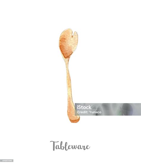 부엌 도구 Utencils 그림입니다 흰색 바탕에 손으로 그린된 수채화입니다 수채화에 대한 스톡 벡터 아트 및 기타 이미지 수채화 탁자 그릇 Istock