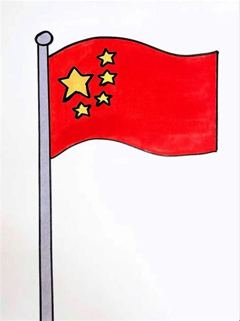 红旗飘扬简笔画一排（精选15张） 简笔画图片大全