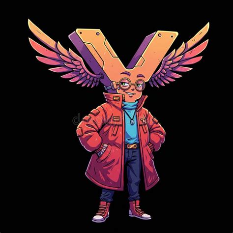 A Cartoon Character With A Human Body And A Large Metallic Y Shaped