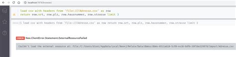 Error Neoclienterrorstatementexternalresourcefailed Cypher Neo4j Online Community