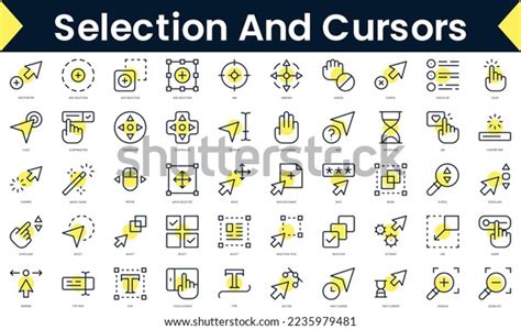 Set Thin Line Selection Cursors Icons Stock Vector Royalty Free Shutterstock